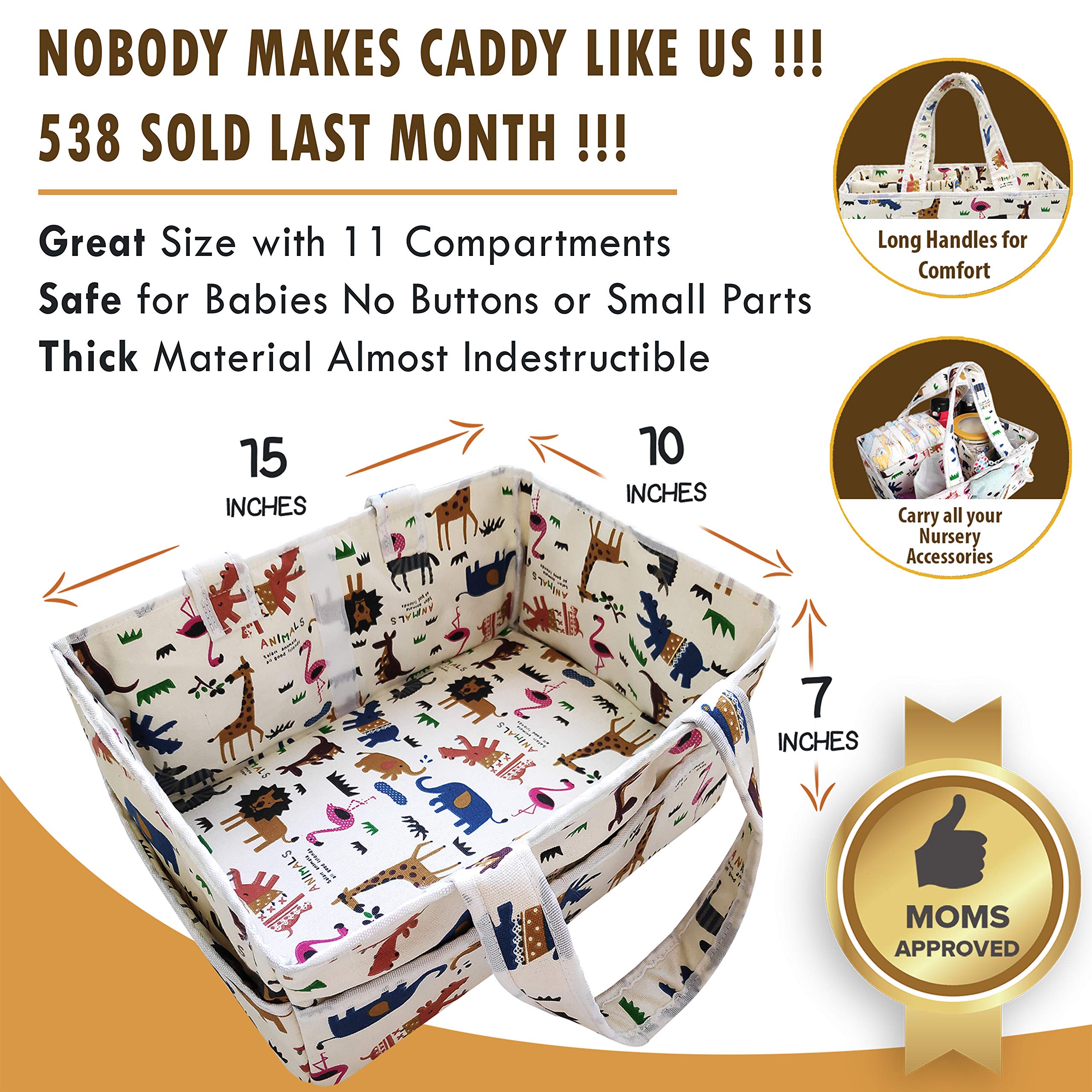 BILLIONBOXES Diaper Caddy - White, Functional, Baby Products Organizer, Unisex, Rectangular, Plastic, Free Standing, 1 Count