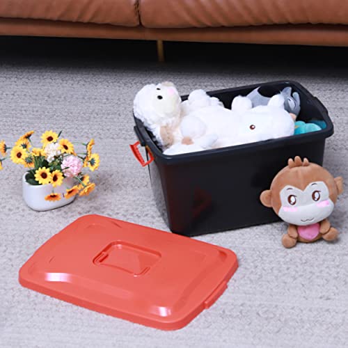 Citylife 17 QT Plastic Storage Bins with Latching Lids Stackable Containers for Organizing Garage Heavy Duty Storage Box with Handle Large Tote, Black/Orange, 4 Packs
