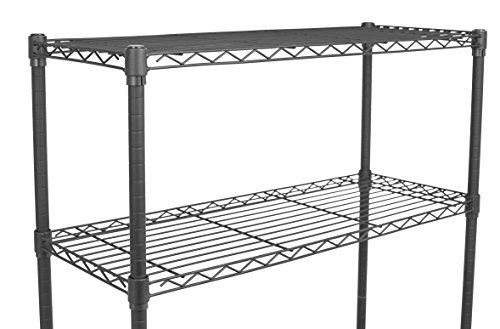Internet's Best 4-Tier Wire Shelving - Flat Black - Heavy Duty Shelf - Wide Adjustable Rack Unit - Kitchen Storage