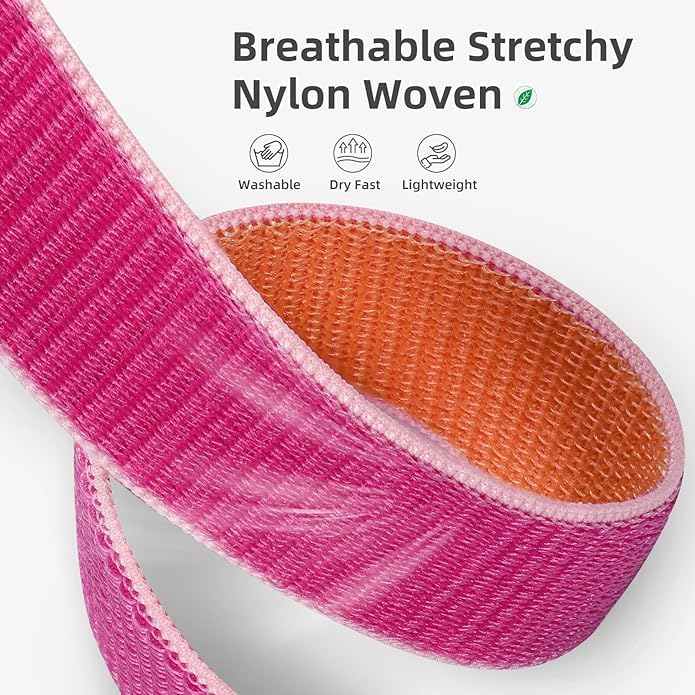 4 Pack Getino Band Compatible with Fitbit Sense & Versa 3 Bands Women Men, Stylish Adjustable Breathable Soft Nylon Sport Loop Replacement Bands for Fitbit Sense/Versa 3 Smart Watch Accessories (5-Smokey Purple/Purple/White/Rose Pink)