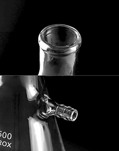 QWORK Filtering Flask with Upper Tubulation, 500ml Heavy Duty Borosilicate Glass Conical Shape Filtering Flask Narrow Mouth and Top Finish with Integral Side Arm, Single