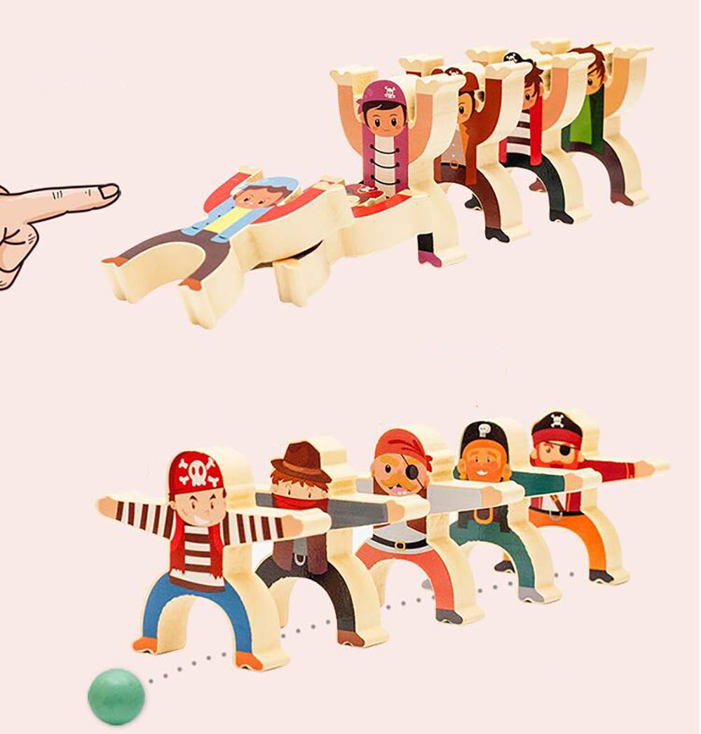 BESTING Balancing Stacking Blocks Pirate Parent-Child Children's Educational Wooden Toy Acrobatic Troupe Interlock Decompression Preschool Toys Balancing Games (HJ006)