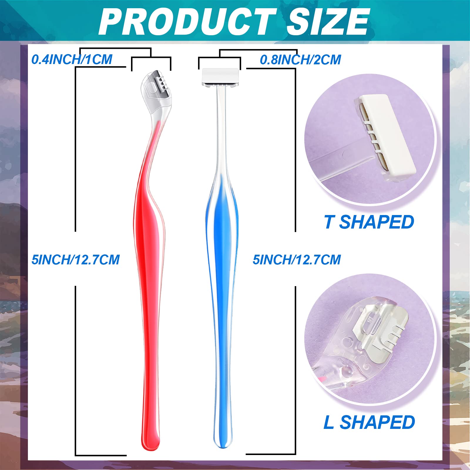 4 Pieces Eyebrow Razor Multipurpose T Shaped and L Shaped Dermaplane Razor Facial Razor Eyebrow Hair Trimmer Eyebrow Shaper for Women