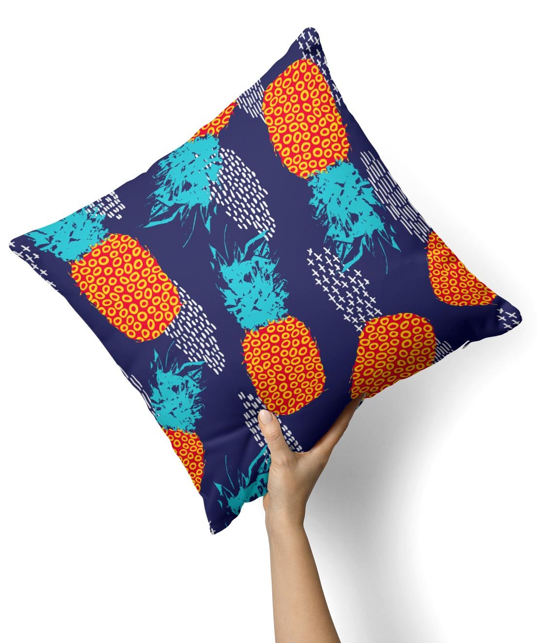 iiRov Summer Design Ink-Fuzed Decorative Throw Pillow - Retro Summer Pineapple v4