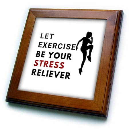 3dRose 8x8 Framed Tile - Quotes for Work out let exercise be your stress reliever Work out Inspirational Quotes