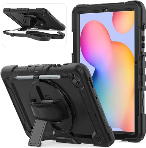 Herize S6 Lite Case 2024/2022/2020 with Screen Protector Pen Holder | Heavy Duty Shockproof Protective Cover W/Shoulder Strap