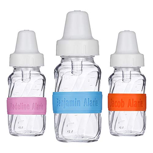 Custom Baby Bottle Labels for Daycare Blue Pink or Orange 4 Pack Sippy Cup Labels Personalized Bands
