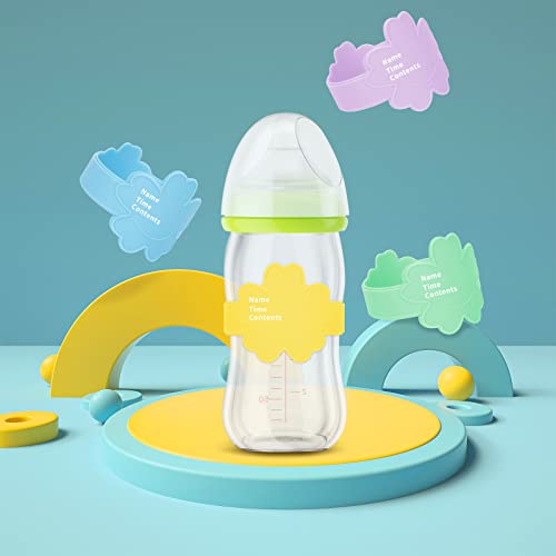Baby Bottle Labels for Daycare,Original Flower Design for Write and Reuse Baby Bottle Labels 6 Packs use to fit for Dr.Brown 4 Ounce and All Other Bottles
