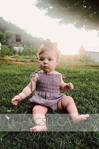KCSLLCA Baby Girls Sleeveless Romper Set Solid Color Sling Backless Jumpsuit Outfits with Headband (Purple, 0-3 Months)