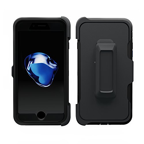 iPhone 7 Plus Case, ToughBox® [Armor Series] [Shock Proof] for Apple iPhone 7 Plus Case [Built in Screen Protector] [with Holster & Belt Clip] [Fits OtterBox Defender Series Belt Clip] (■ Black)