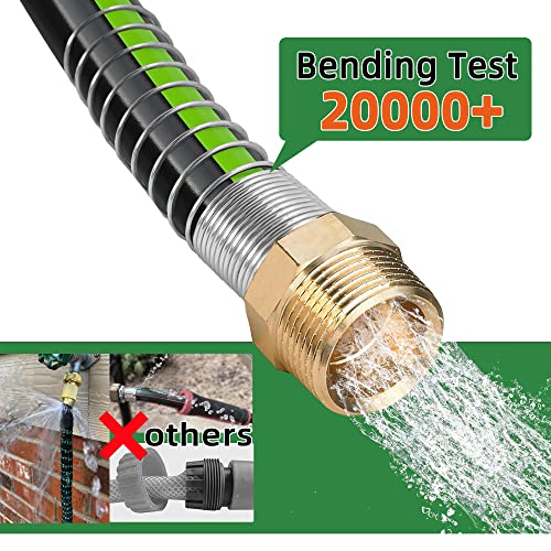 Hybrid Garden Hose50ft x 5/8" – No Kink,Heavy Duty,Lightweigh Flexible,Leakproof Water Hose – 3/4"Solid Brass Connectors - Rubber Car Hoses Pipe for outdoor Watering& Washing,600 Burst PSI