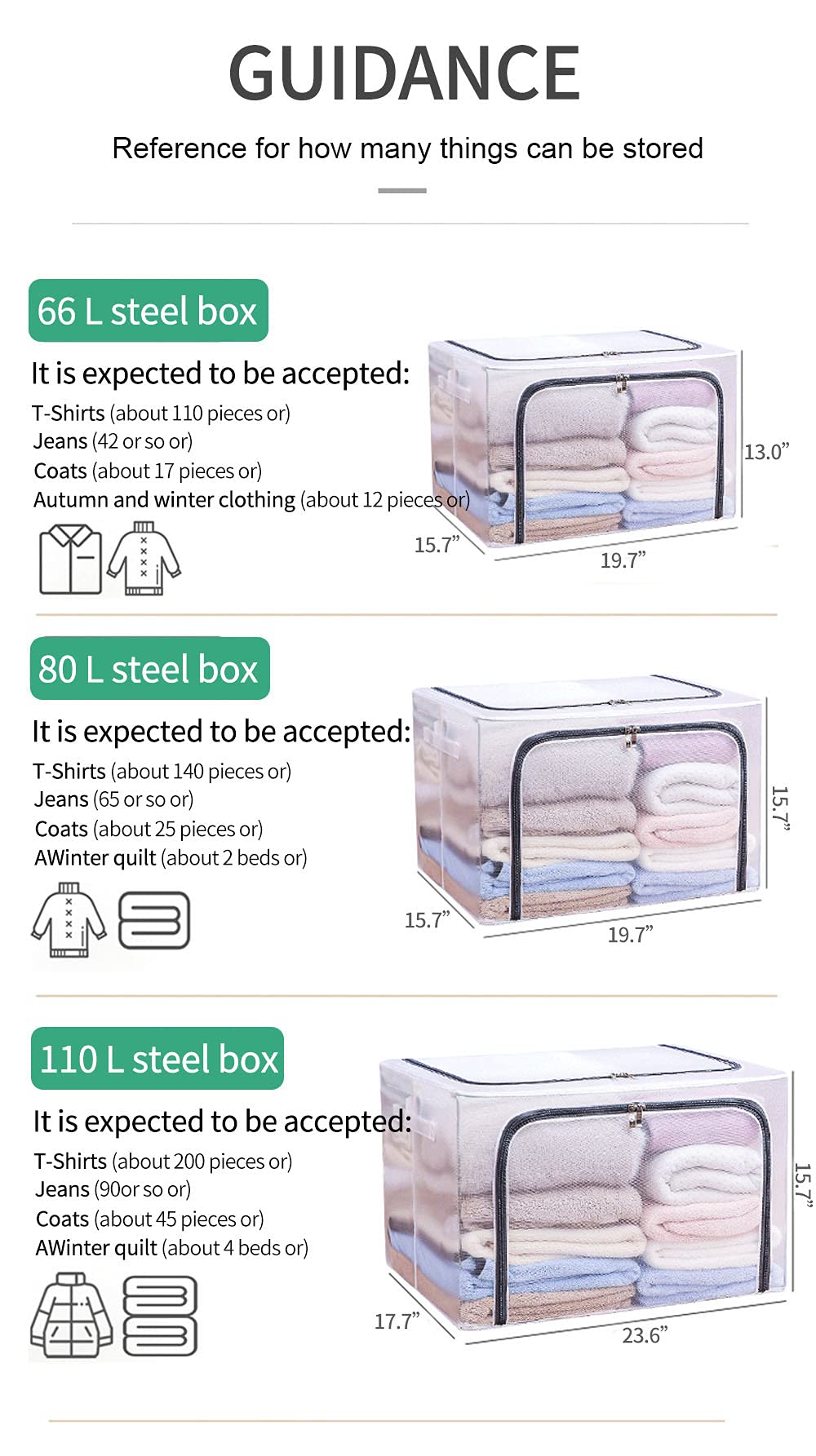 BESTUNIHOM PVC Clear Storage Box,Waterproof Storage Closet Organizers Office Storage Bins Double-way Zippers, Pack of 2 Blue 80L SNX-JWB012PBL80