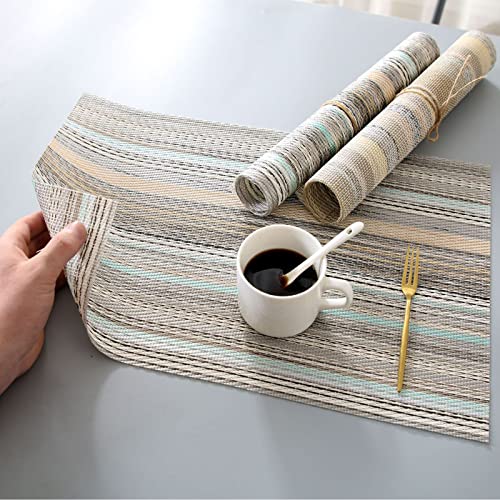 Sayopin Placemats, Placemats Set of 6, Woven Vinyl Placemats, Placemats for Dining Table, Place Mats Indoor, Easy to Wipe Clean Table Placemats, Washable Placemats for Everyday Use