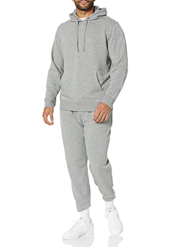Amazon Essentials Men's Lightweight Long-Sleeve French Terry Hooded Sweatshirt (Available in Big & Tall), Grey Heather, Medium
