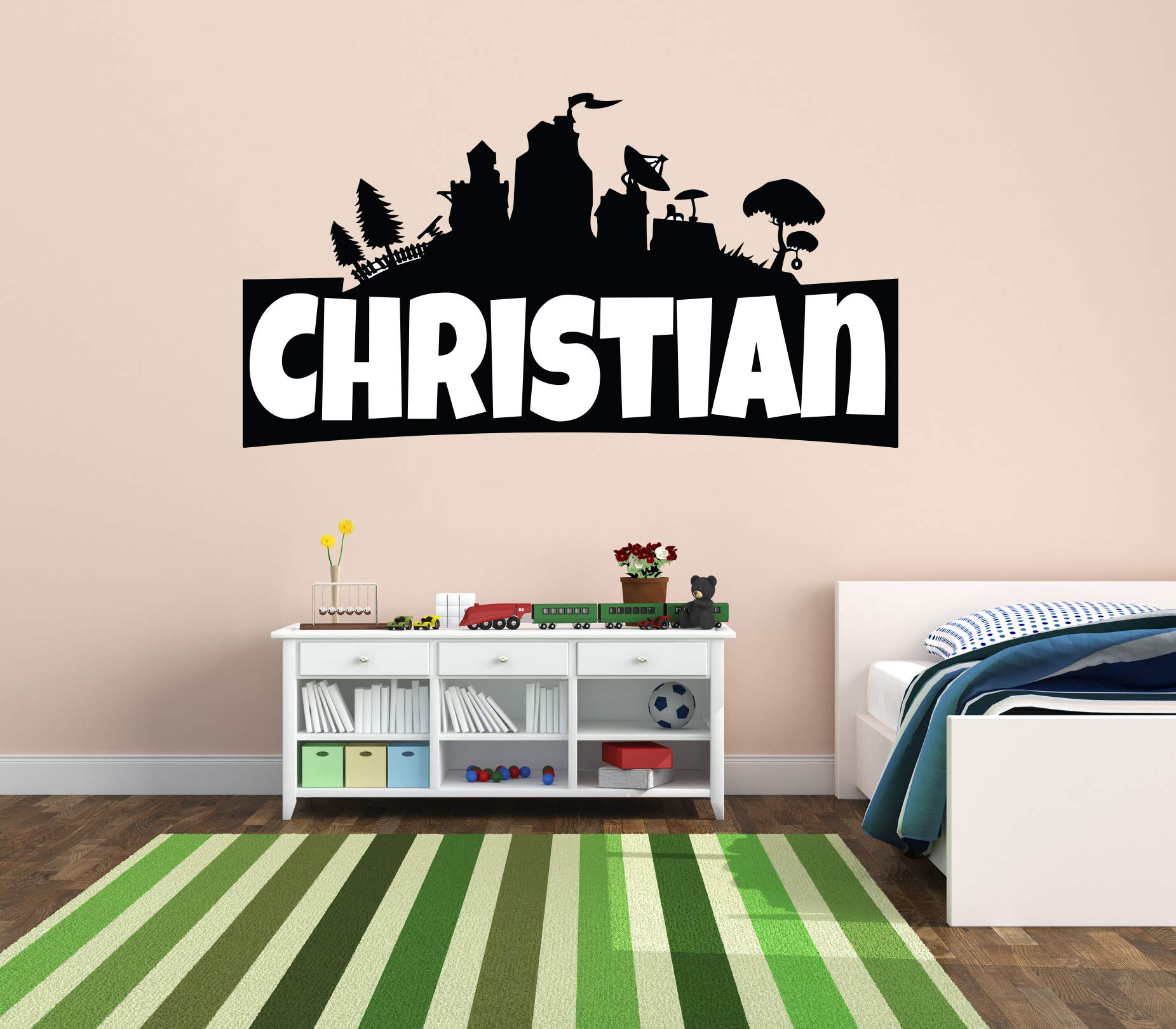 Custom Name Wall Decal - Famous Game Wall Decoration - Wall Decals for Gaming Room Decor - Party Decorations - Wall Decal for Home Bedroom Nursery Playroom Decoration (Wide 30"x16" Height)