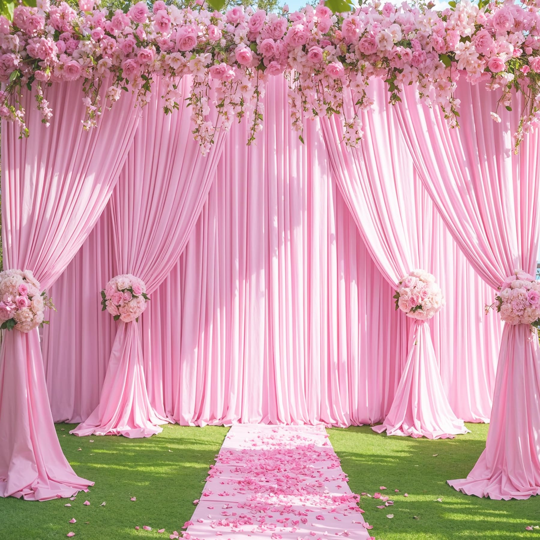 Pink Backdrop Curtain for Parties Baby Shower Wrinkle Free Pink Photo Curtains Backdrop Drapes Fabric Decoration for Weddings Birthday Party 5ft x 7ft,2 Panels