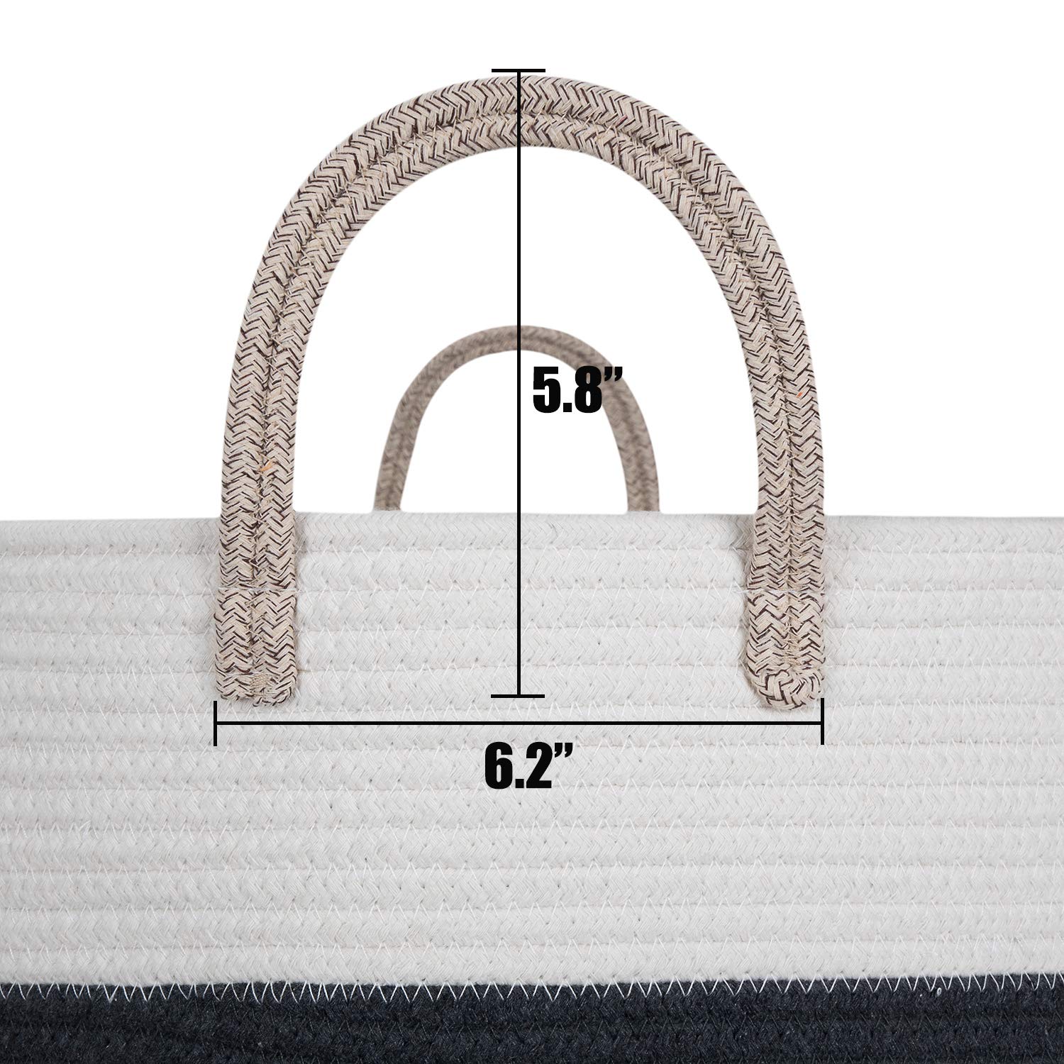 Extra Large Cotton Rope Basket Woven Basket Storage Baby Laundry Hamper with Handles for Nursery Laundry, Clothes, Toys, Blanket, Magazines, Towels, Home Organize Container 21.7" x 21.7" x 13.8"