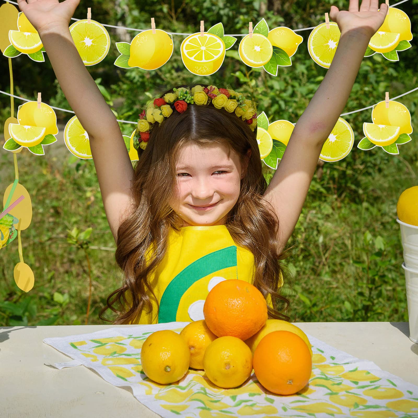 4 Pcs Lemon Banner Citrus Lemonade Party Sign Lemon Party Decorations Yellow Lime Birthday Decorations for Boy Girl Baby Kids DIY First Bday Bridal Kitchen Shower Theme Decor