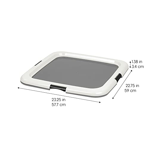 IRIS USA 23.0" x 22.75" Square Pee Pad Holder, Pet Puppy Small Medium Dog Incontinence Potty Training Pad Tray, Dark Gray