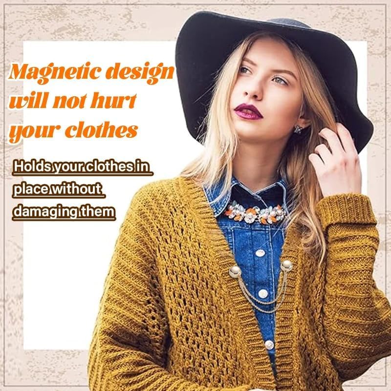 4 Pieces Multi-Purpose Magnetic Garment Clips, Most Magnetic Button Clips, Multi-Purpose Magnetic Garment Clips, Multi-Purpose Colourful Pinless Brooches for Shirts, Cardigans, Pants (Mix)