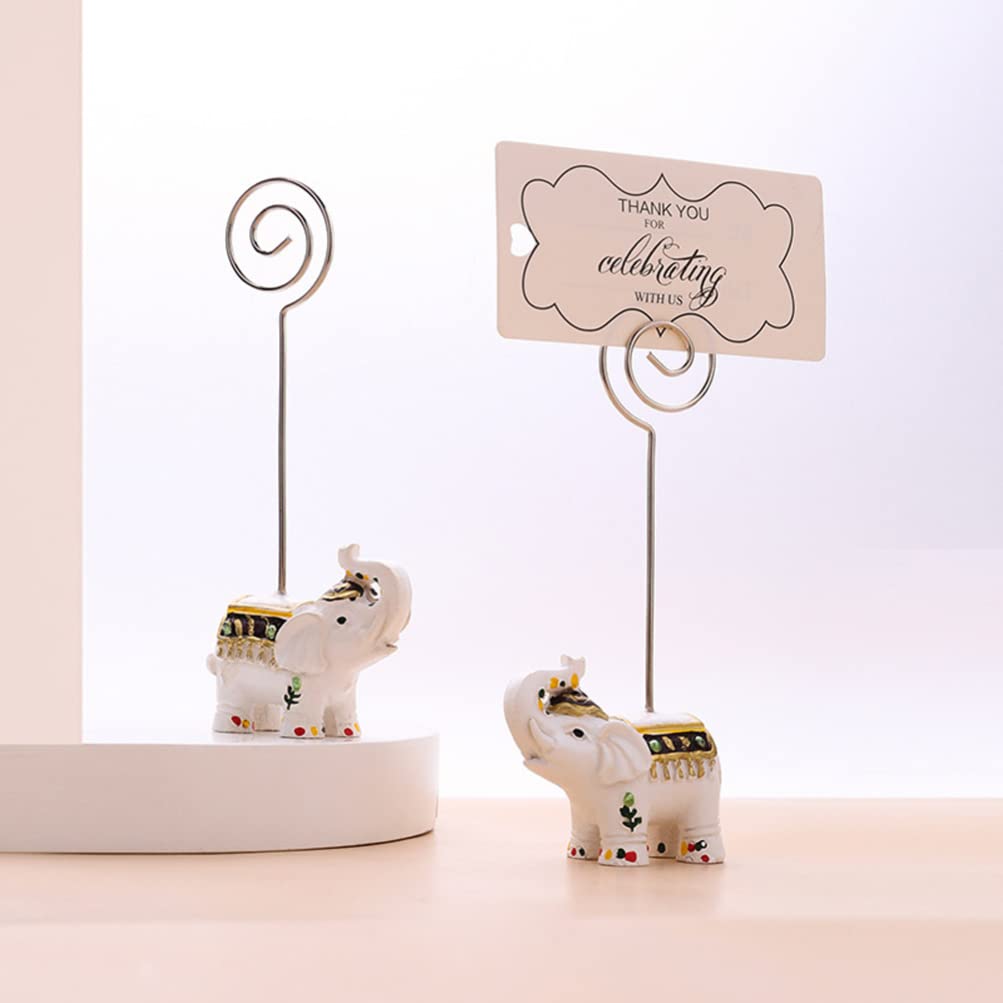 FOMIYES Party Message Clip 2pcs Elephant Card Holder Picture Photoframe Stainless Steel Multi-Function Message Clips