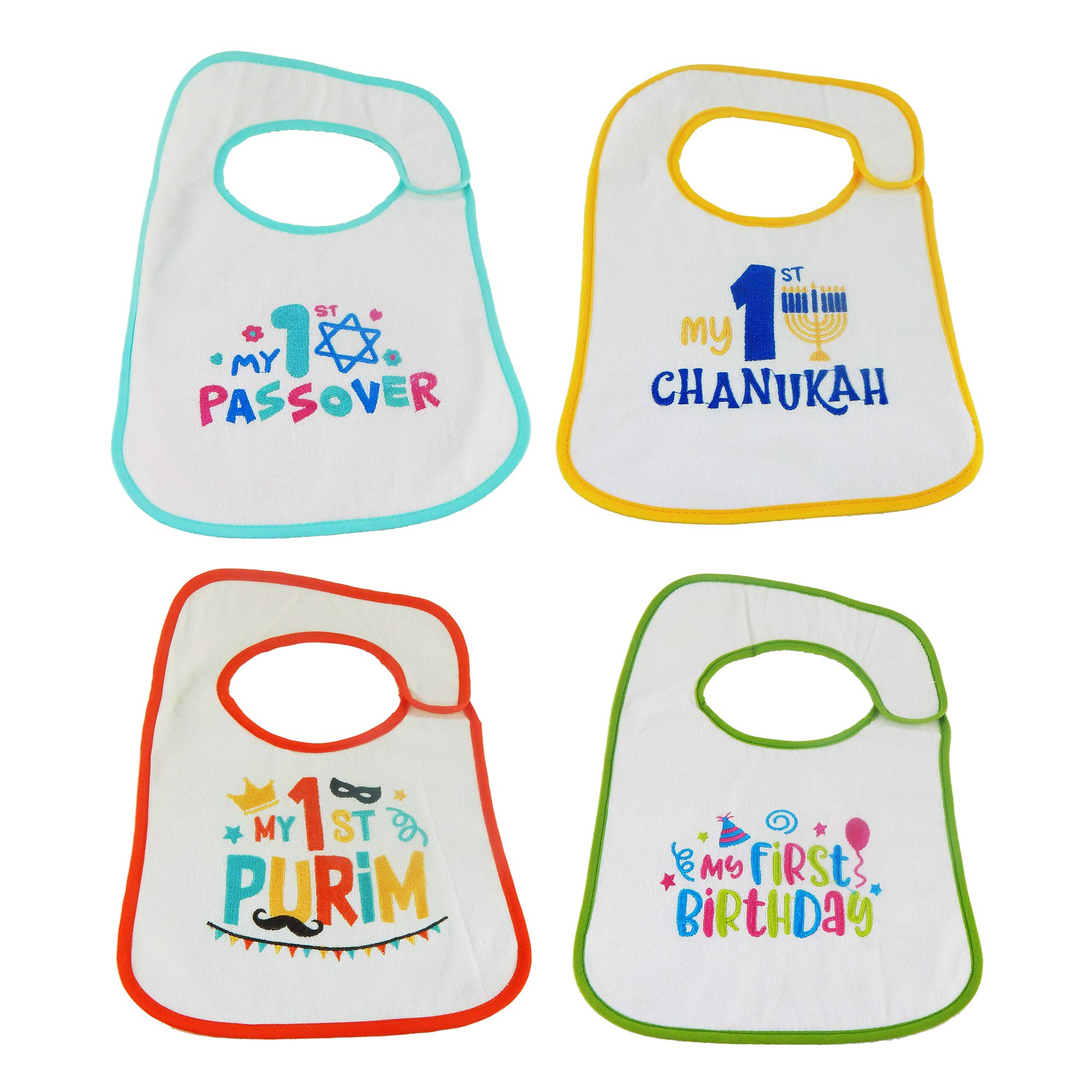 Hello Baby Wonder First Chanukah, Passover, Purim, & Birthday Bib Set - 4pk