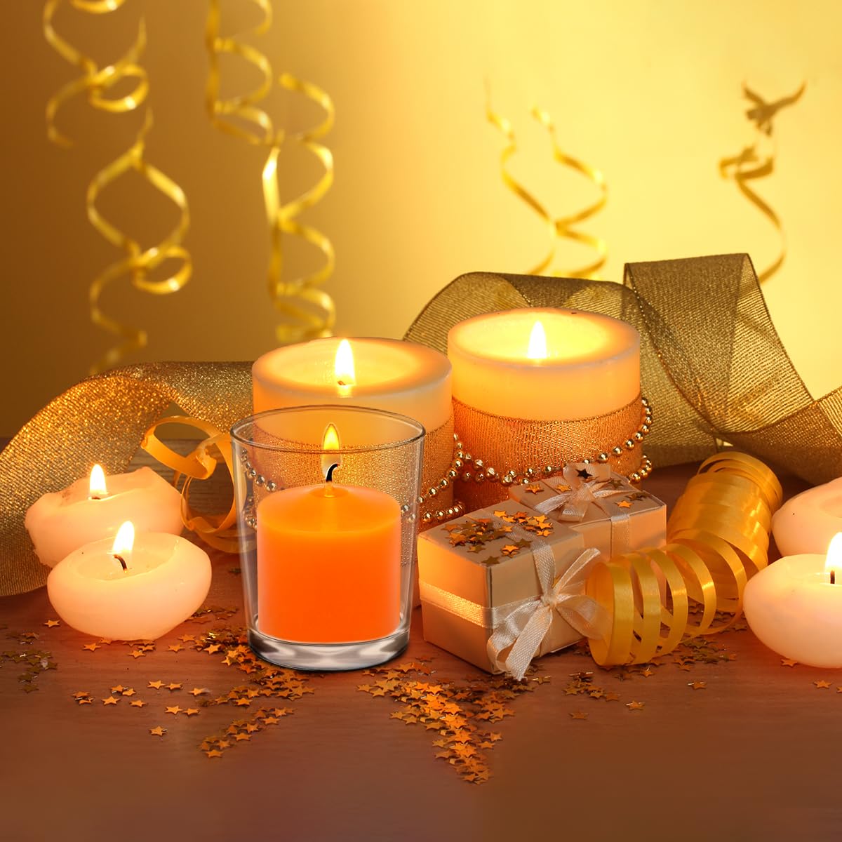 9-Pack 1.25-Inch Orange Votive Candles for Halloween Fall Harvest β Unscented Small Tealight Candle for Home Decor, Meditation, and Special Occasions