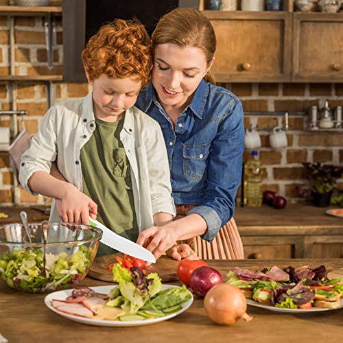 9Pcs Kids Knife Sets Plastic Knife,Kids Chef Nylon Knives Include 5 pcs Square knife, 3pcs Pointed knife,1pc Non-slip Plastic Cutting Board, Children's Safe Children's Safe Cooking For Fruit,Knife