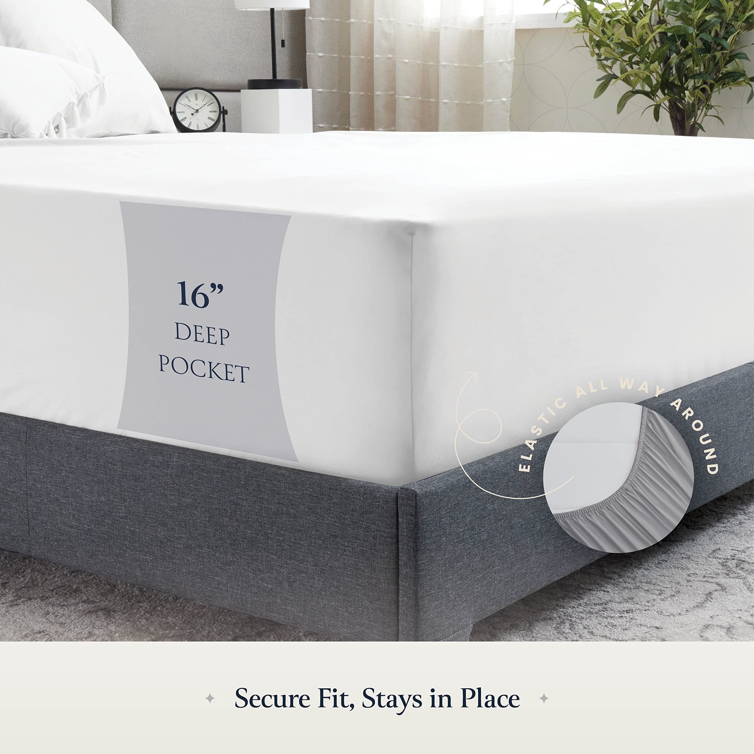 BELADOR Silky Soft Cali King White Sheet Set -Luxury 6 Piece Bed Sheets For California King Size Bed, Secure-Fit Deep Pocket Sheets With Elastic, Breathable Hotel Sheets & Pillowcase Set, Wrinkle Free
