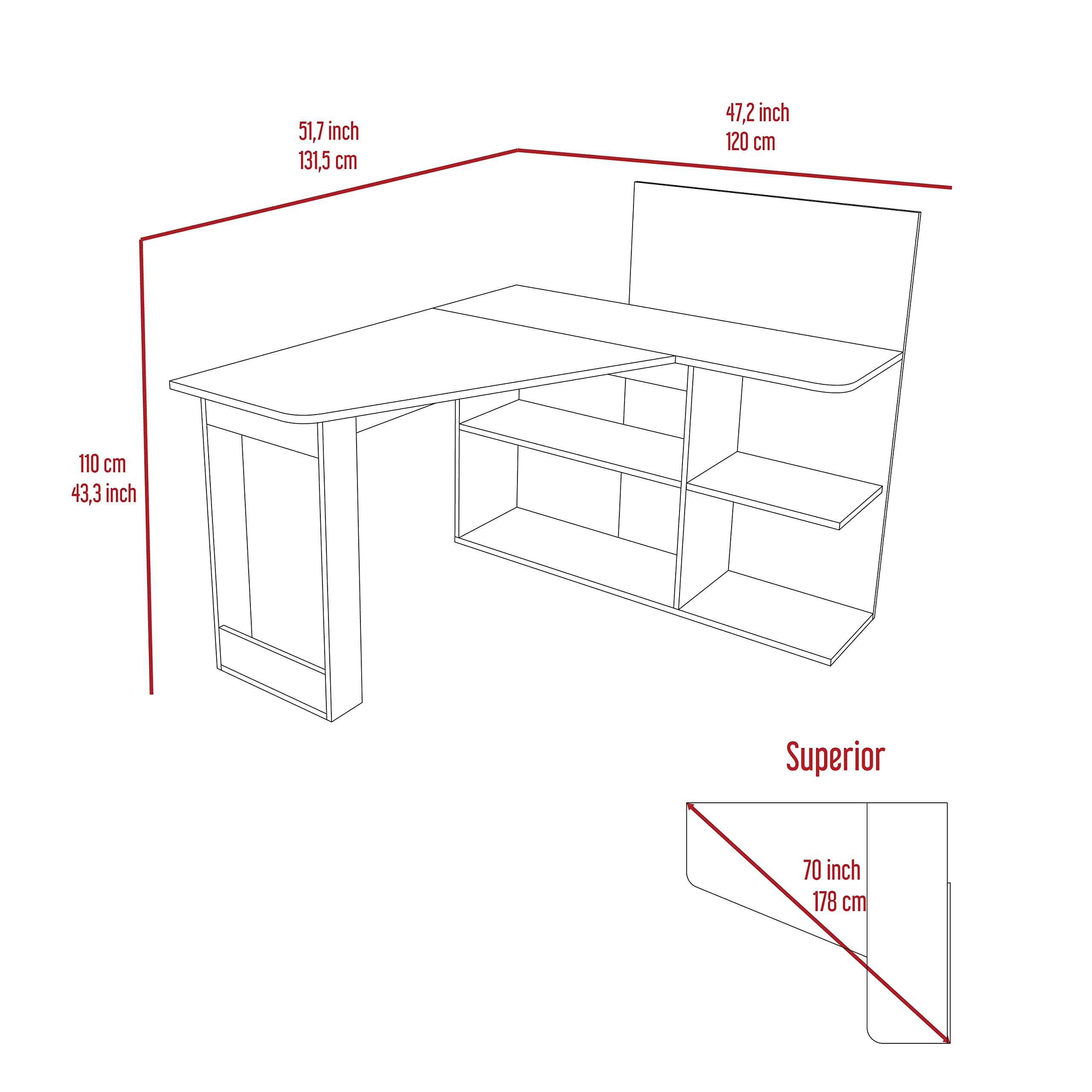 Anwickmak 51.7'' L Shaped Desk with Side Shelves, Computer Desk Corner Gaming Desk with 4-Shelf and Baffle for Home Office Gaming Writing Workstation Easy to Assemble(Gray)