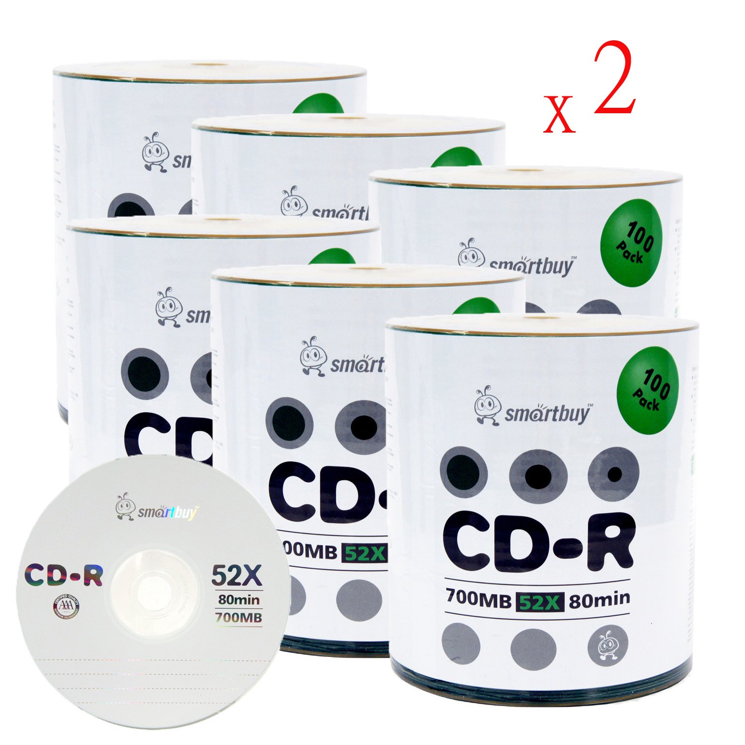 Smart Buy Logo CD-R 1200-Pack 700mb 52x Blank Data Recordable Discs, 1200 Disc, 1200pk