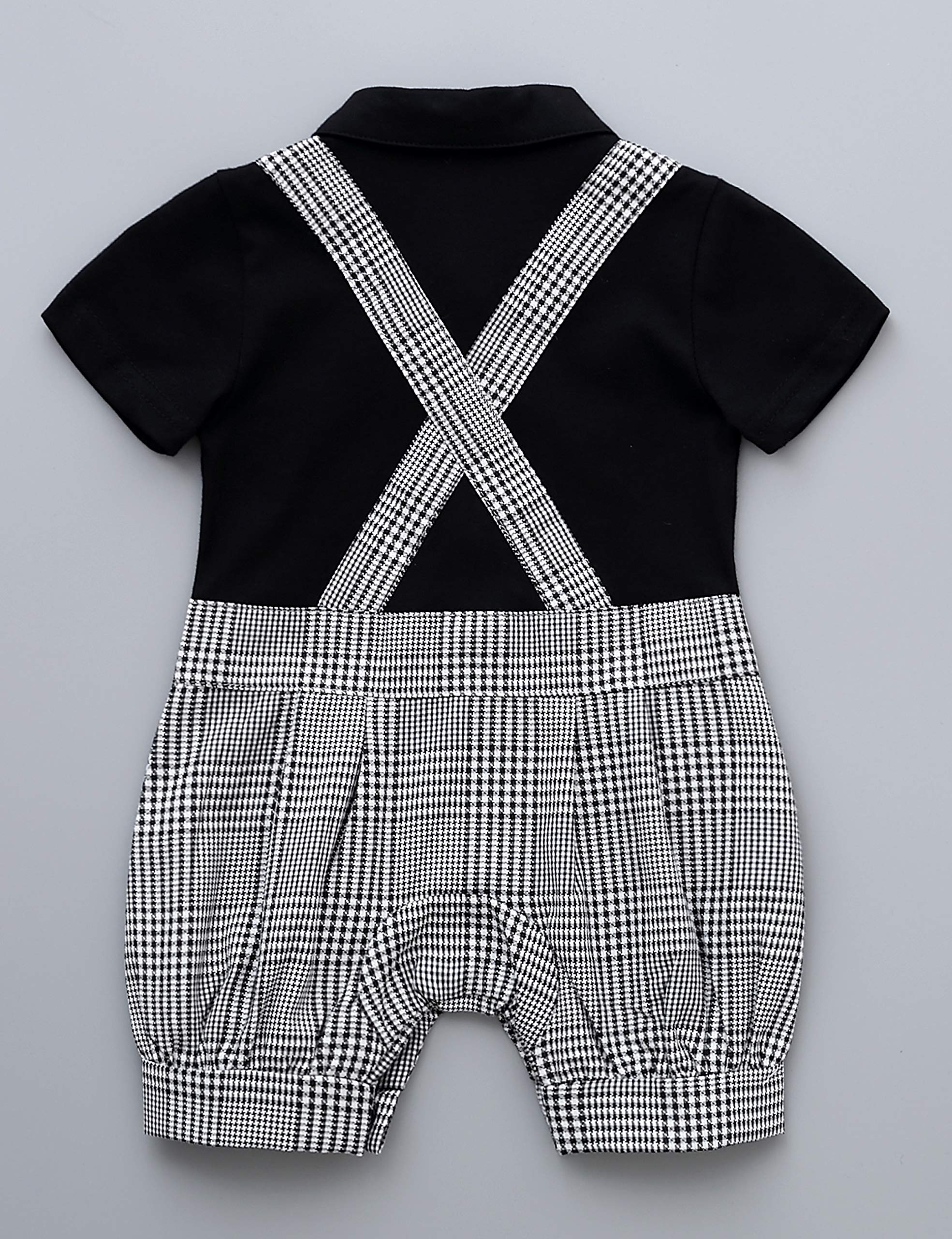 HeMarIsle Baby Boy Gentleman White Shirt Bowtie Tuxedo Onesie Jumpsuit Overall Romper(0-18M) … (Black&Plaid, 60(0-3 Month))