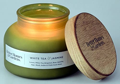 BetterHomes&Gardens 18oz Scented Candle, White Tea and Jasmine 2-Pack, 18oz (501g) x 2 [excluding glass jar weight] (44225)