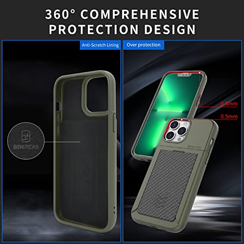 BIBERCAS for iPhone 13 Pro Max Wallet Case, with Card Holder & Camera Protector, [Anti-Scratch Lining][8 FT Anti-Drop], Sliding Card Holder iPhone 13 Pro Max Case 6.7" (Green)