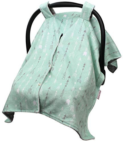 Top Tots Baby Car Seat Canopy Cover - Seafoam Grey and White Native Arrows