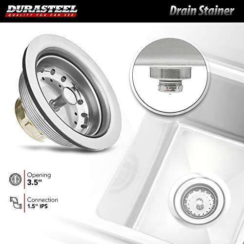 Stainless Steel Kitchen Sink with Faucet - DuraSteel 3 Compartment Commercial Sink w/Double Drainboards - Triple 10" x 14" x 10" Bowl Size - for Restaurant, Laundry, Garage & Backyard - NSF Certified