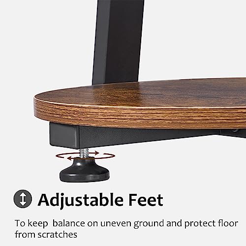 BEWISHOME Round End Table Side Table with Metal Frame, Accent Table Nightstand Bedside Table with 3-Tier Shelves, Small Table for Living Room Bedroom Couch Table Patent ID29897359 Rustic Brown KTZ41Z