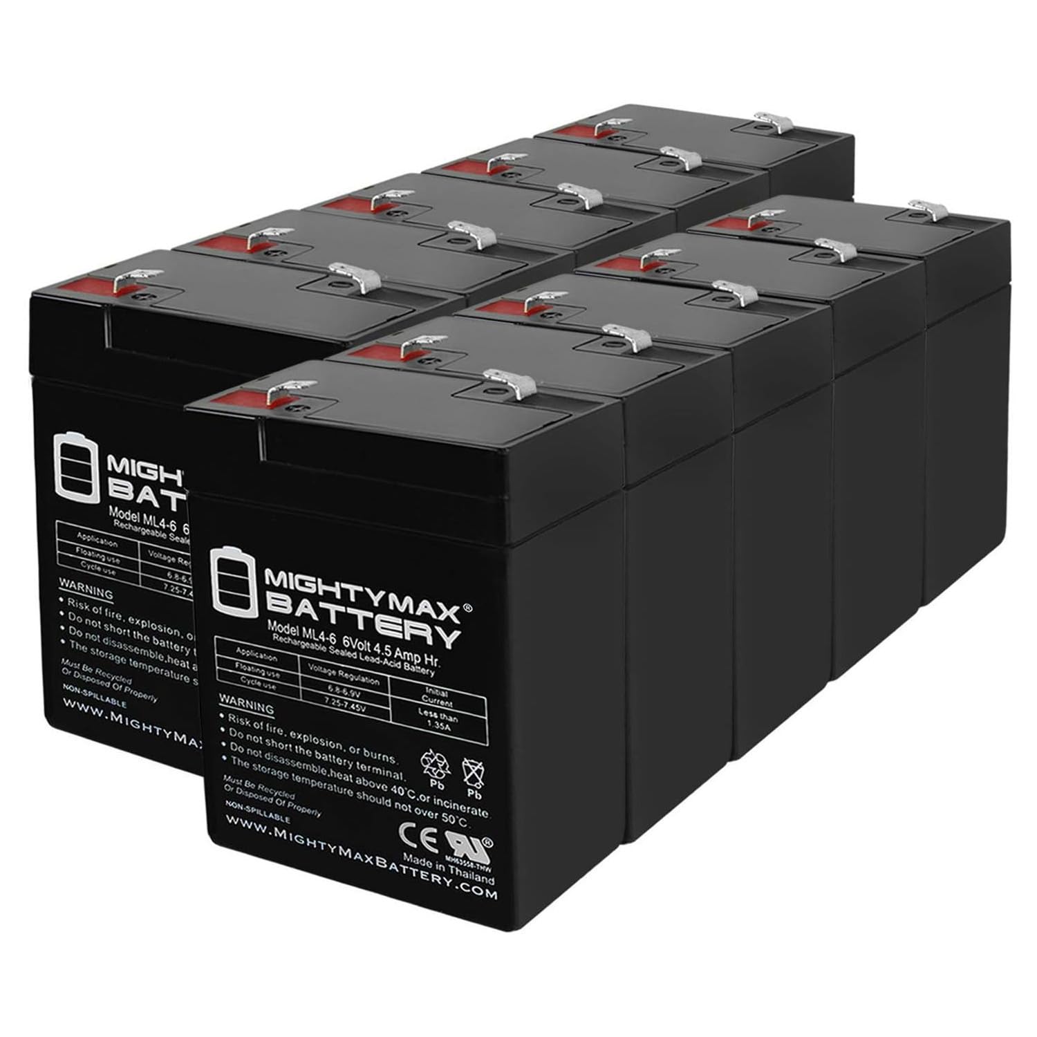 Mighty Max Battery ML4-6 - 6V 4.5AH Lithonia ELB06042 SLA Replacement Battery - 10 Pack