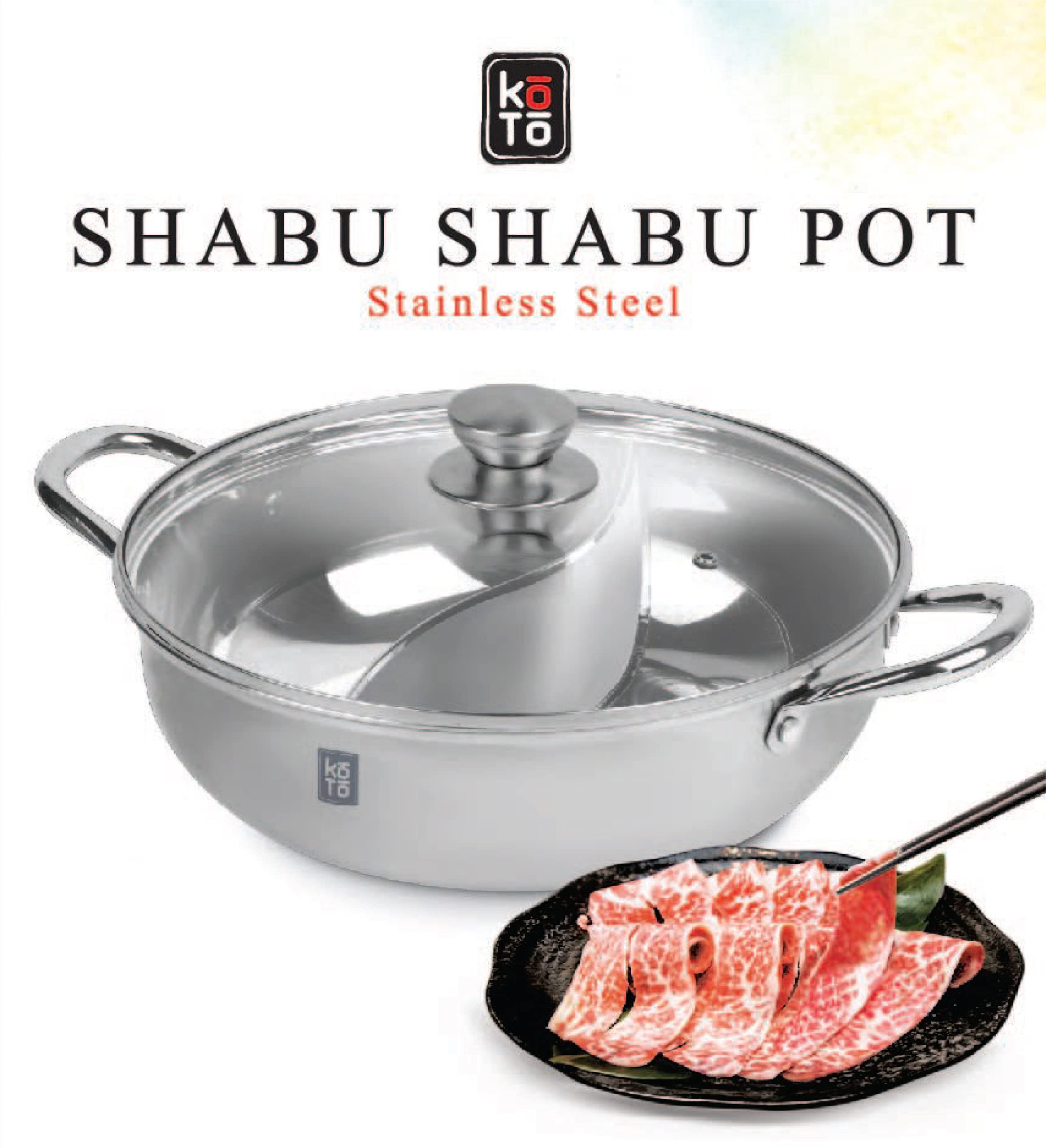 KOTO Premium 304 Stainless Steel pot, Shabu Shabu, Hot Pot, (DOUBLE) 30CM (11.8'')