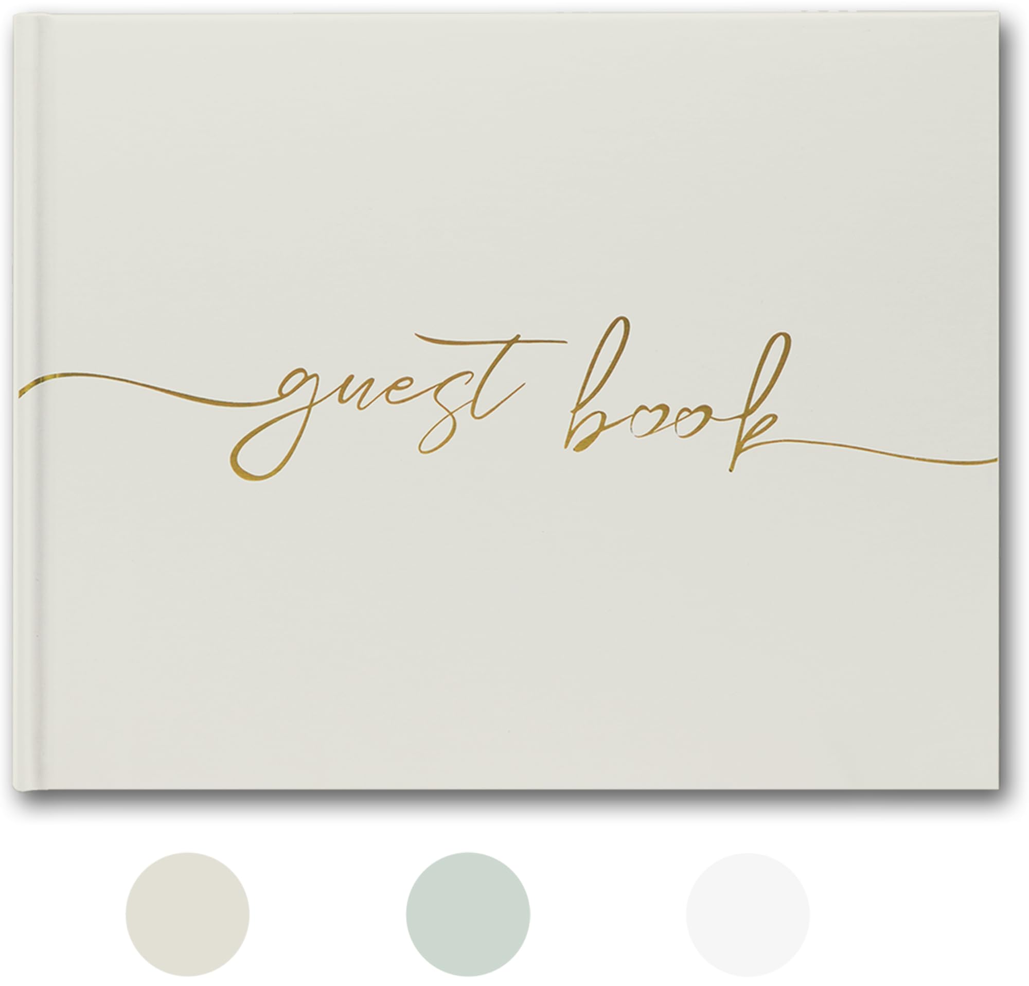 LSSH GmbH Guest Book - Elegant Wedding Guest Book with 100 Blank Pages, Baby Shower, Birthday, Graduation and Special Events -Wedding Sign in, Photos (Beige)