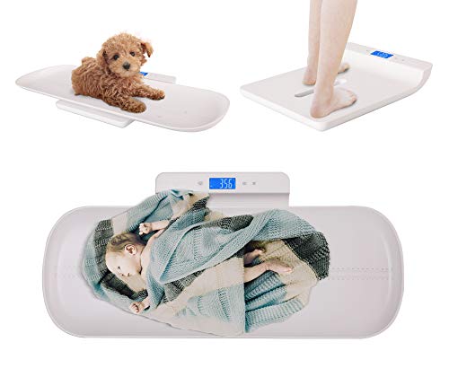 KAZETEC Baby Scale, Pet Scale, Multi-Function Digital Scale Measure Toddler/Adult/Puppy/Cat/Dog Weight(Max:220LBS) and Height(Max:70CM) Accurately, Precision at ± 10g, KG/LB/OZ, Blue Backlight