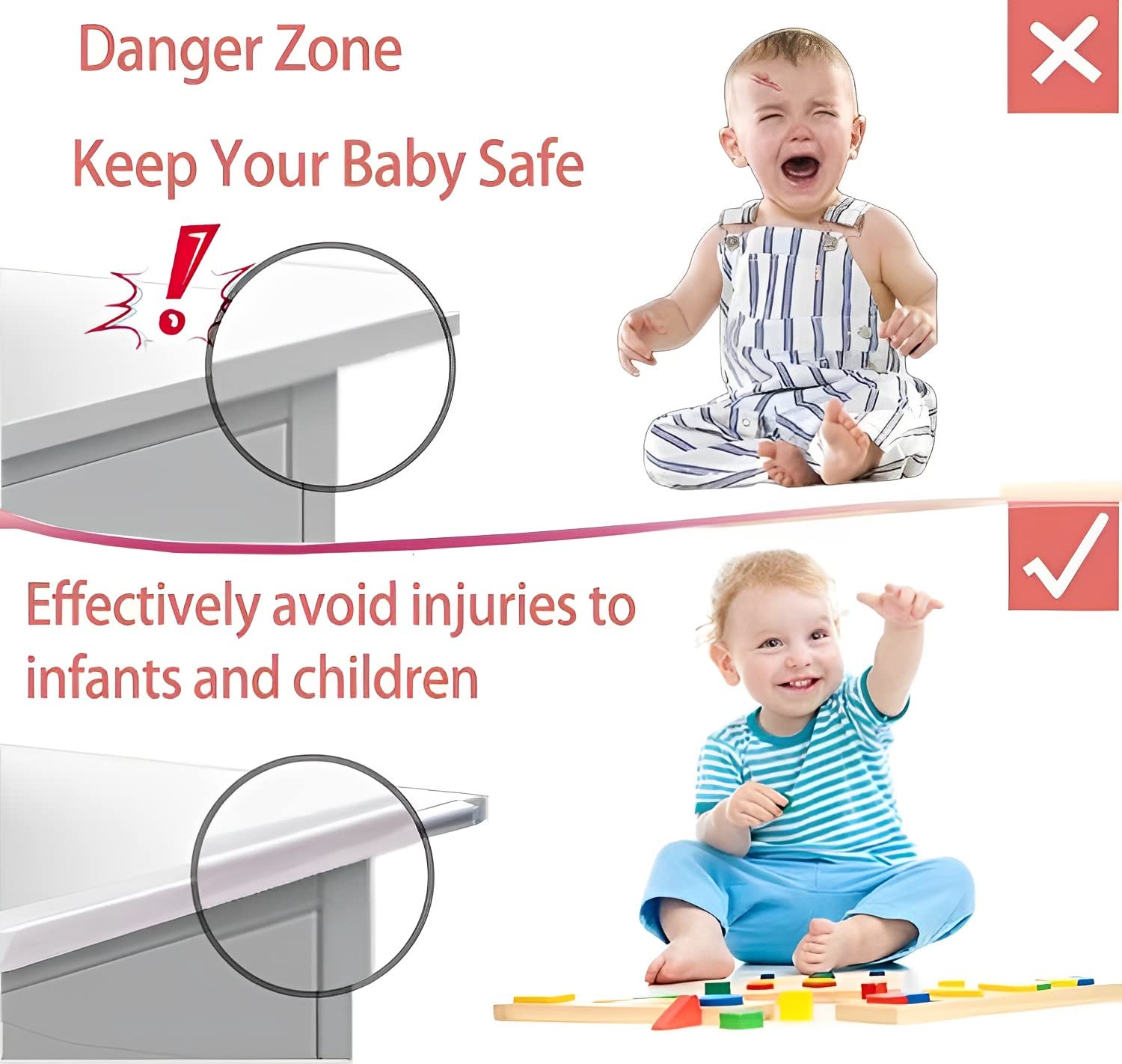 Ammoniakt 20ft Edge Protector with 4 Soft Silicone Corners and Corner Protectors for Crib and Furniture