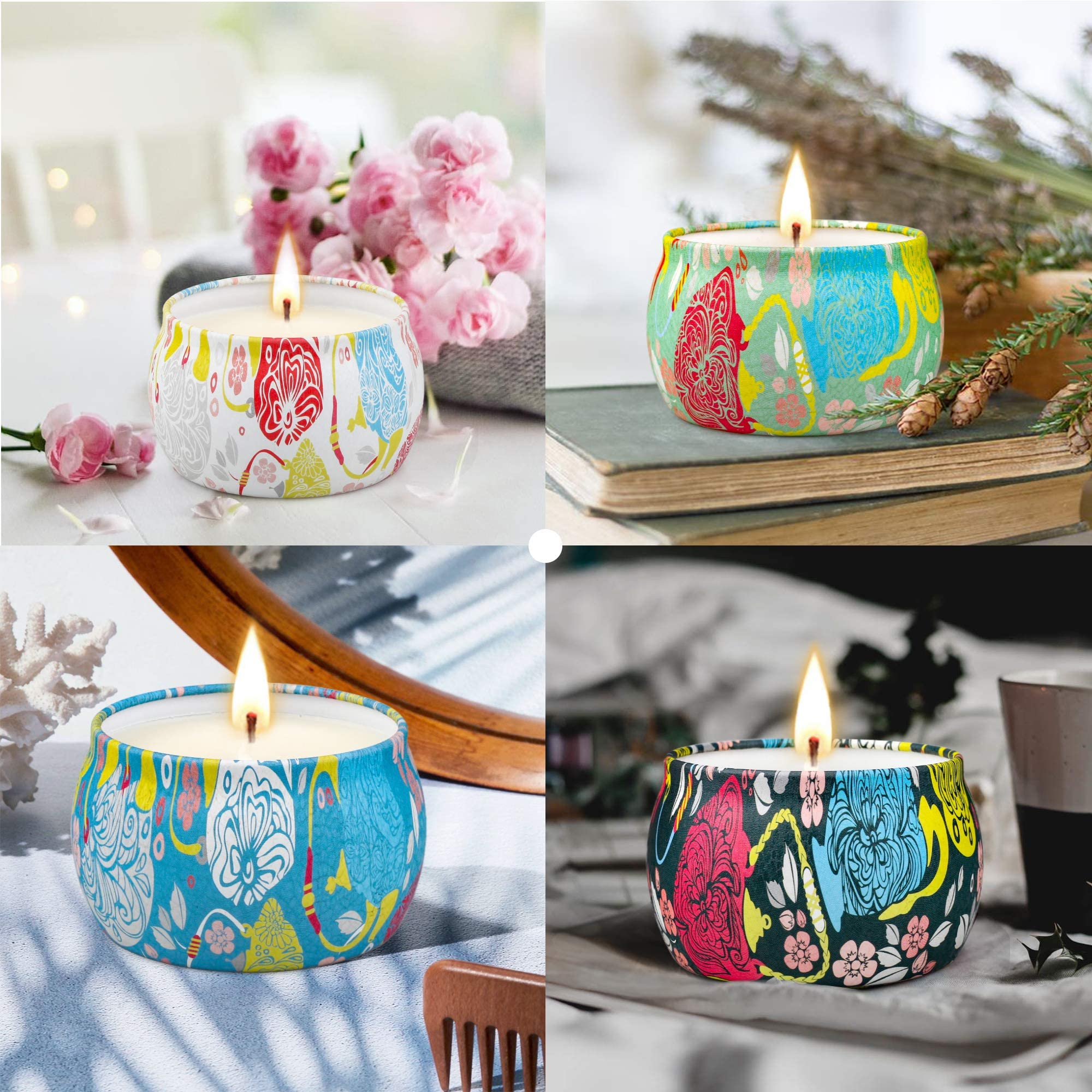 AKJGP Scented Candles Sets for Women,Aromatherapy Candle for Home Scented,4 Pack 4.4 oz Soy Wax Lavender Candles Stress Relief Gifts for Brithday Mother’ Day Coworker