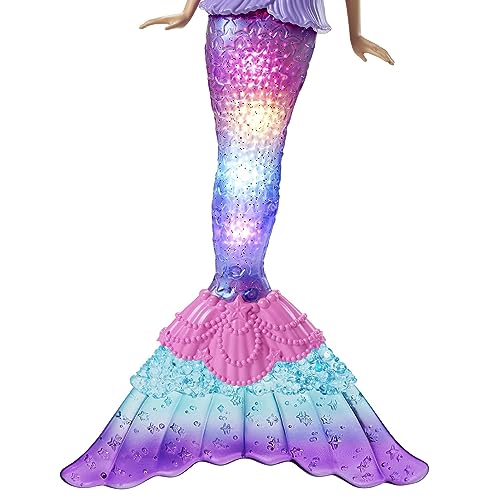 Barbie Dreamtopia Doll, Mermaid Toy with Water-Activated Light-Up Tail, Pink-Streaked Hair & 4 Colorful Light Shows