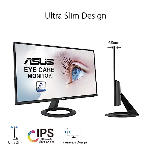 ASUS 22β (21.45β viewable) 1080P Eye Care Monitor (VZ22EHE) - Full HD, IPS, 75Hz, 1ms (MPRT), Adaptive-Sync, HDMI, Low Blue Light, Flicker Free, HDMI, VGA, Ultra-Slim,Black