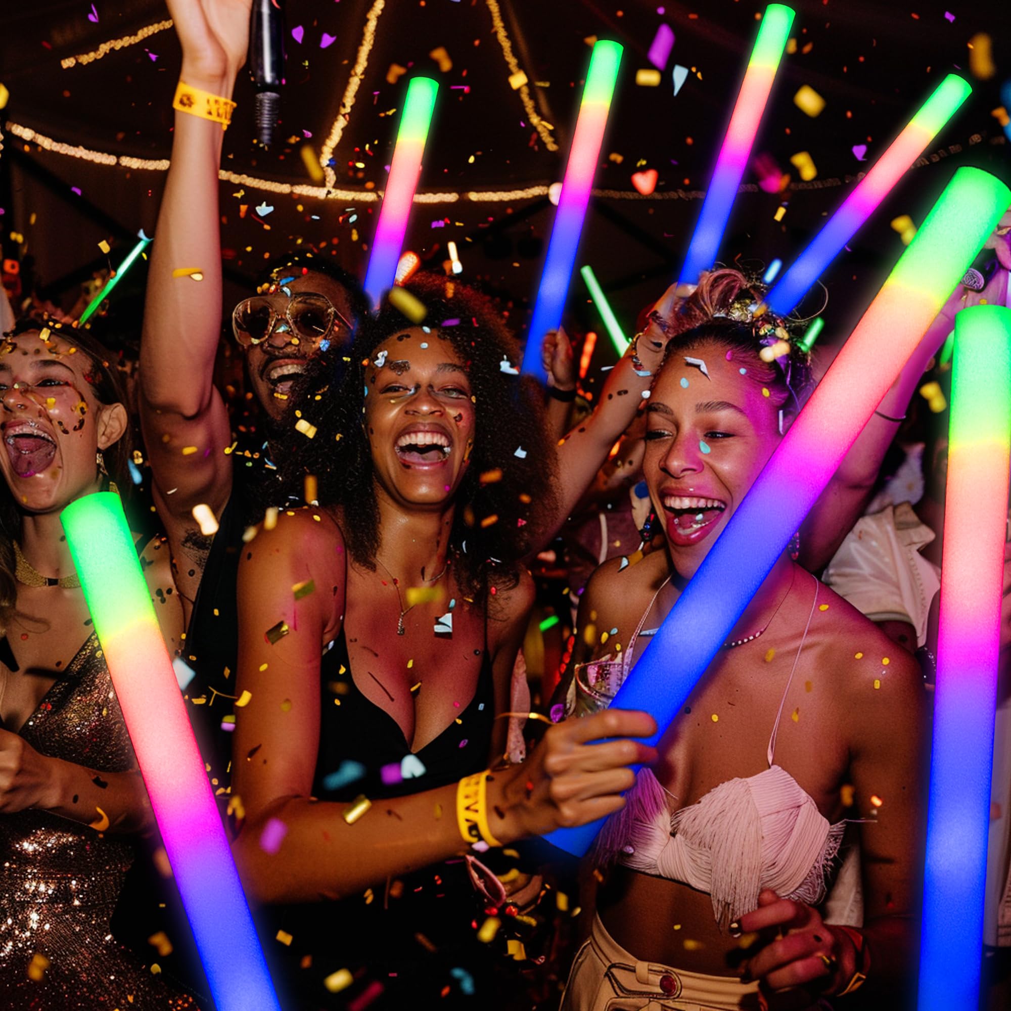 55 Pack led foam glow sticks bulk,white foam glow sticks for adults wedding,wedding glow sticks for reception props,light up foam sticks,light sticks for parties bulk,party light sticks pack.
