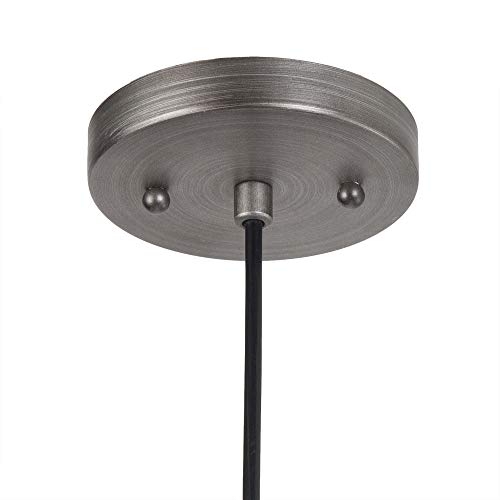 LALUZ Pendant Lighting for Kitchen Island, Hallway, Rustic Industrial Cage Hanging Fixture, Silver Brushed, Mini Size, 4.75 Inches