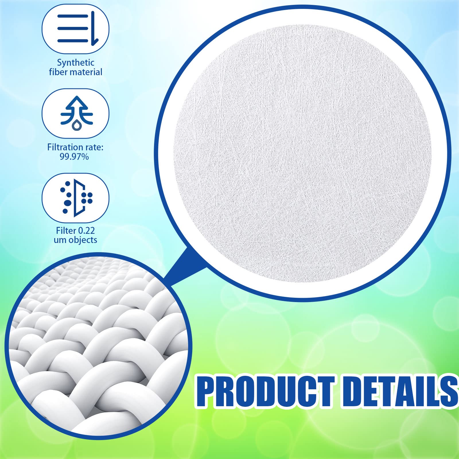 50 Pcs Synthetic Filter Paper 90 mm 2.22μm Synthetic Filter Disc Filter Applied Under Wide Mouth Jar Lid for Mushroom Cultivation, High Temperature Resistance