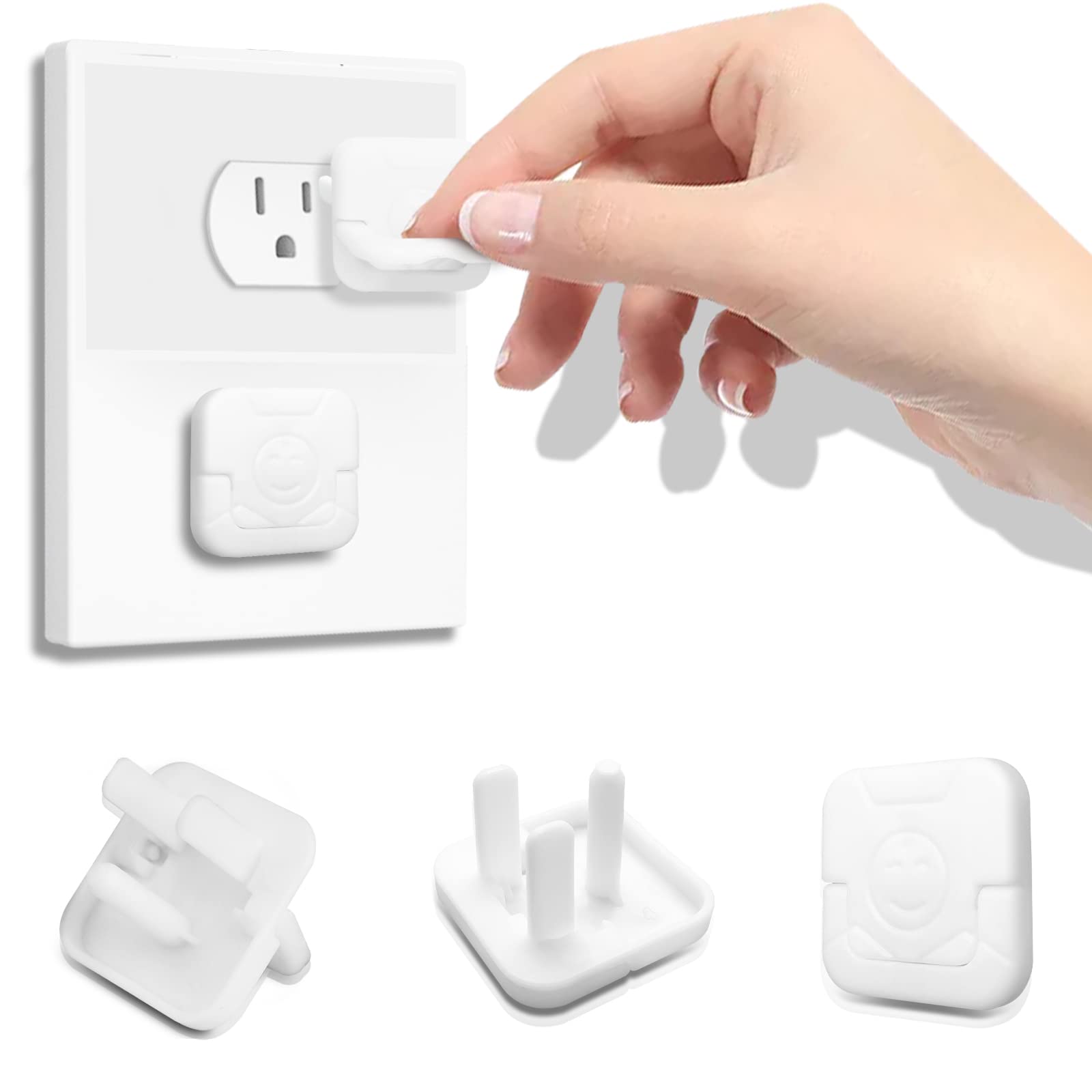 40 Pack Baby Proofing Outlet Covers, Child Safety Plug Covers for Electrical Outlets, White Square Socket Covers for Outlets with Hidden Handle, for Kids Toddler Protection