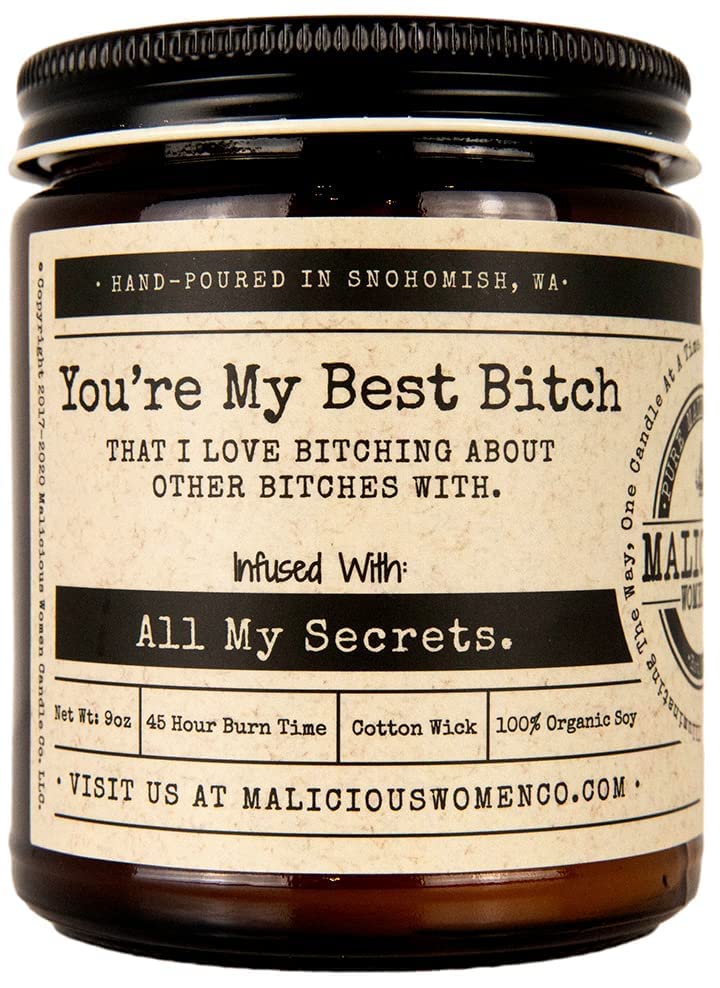 Malicious Women Candle Co - You're My Best Bitch, Pink Chandelier Infused with All My Secrets, All-Natural Soy Candle, 9 oz